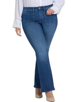 NYDJ Ava Patch Pocket Flare Jeans - Cool Marine