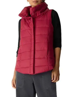 Eileen Fisher Stand Collar Puffer Vest - Ruby