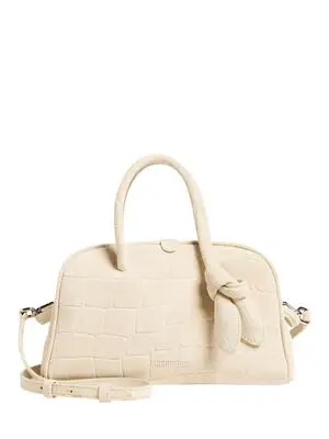 Jacquemus Le Petit Turismo Croc-embossed Suede Bowling Bag - Ivory