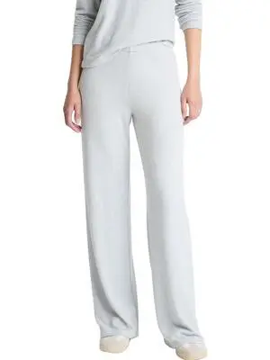 Vince Wide-leg Knit Pants - Heather Pale Grey