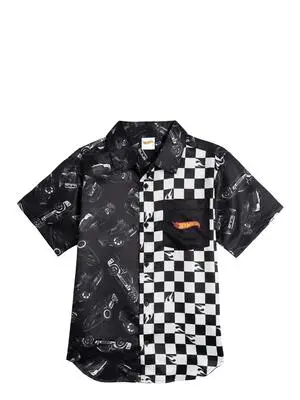 HOT WHEELS Short Sleeve Button Down Shirt - Black/white