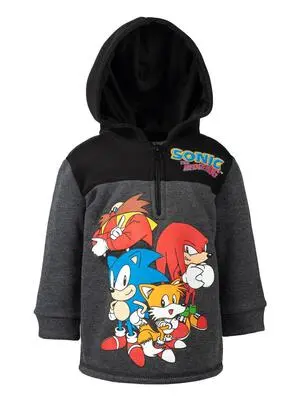 SEGA Printed Half Zip Hoodie - Black/grey