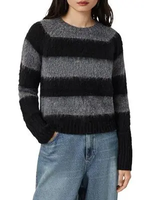 ALLSAINTS Lou Spark Brushed Stripe Sweater - Black/grey