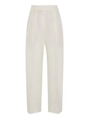 Brunello Cucinelli Wool-cotton Tailored Trousers - White