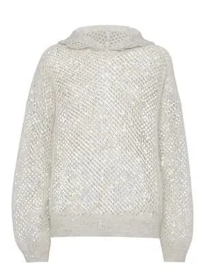 Brunello Cucinelli Embellished Hooded Sweater - Grey