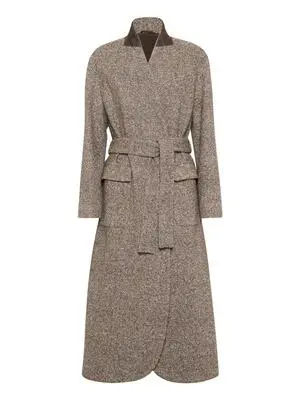 Brunello Cucinelli Virgin Wool-blend Mélange Coat - Brown