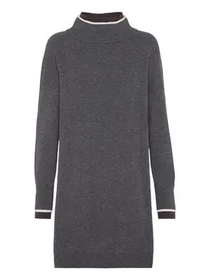 Brunello Cucinelli Virgin Wool-blend Mini Dress - Grey