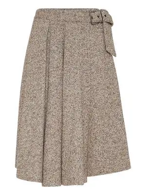 Brunello Cucinelli Virgin Wool-blend Midi Skirt - Brown