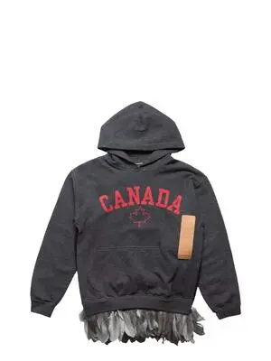 4SDESIGNS Feather Trim Hoodie - Grey