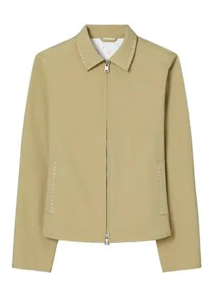 Tory Burch Nylon Embroidered Golf Jacket - Taupe Gray