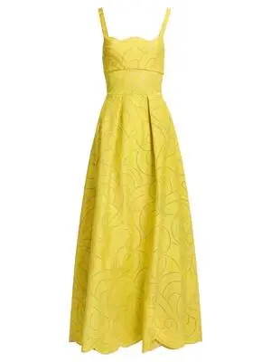 Elie Saab Swirl-embroidered Cotton Maxi Dress - Yellow