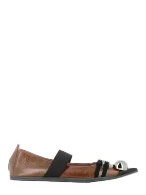 DOVE NUOTANO GLI SQUALI Elasticated-strap Ballet Flats - Brown