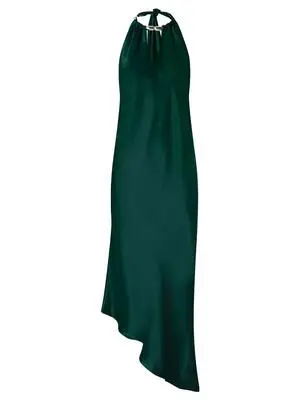 Pinko Halterneck Asymmetric Midi Dress - Green