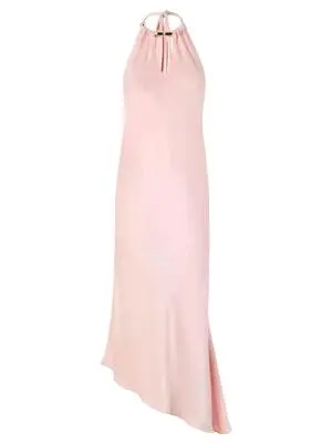 Pinko Halterneck Asymmetric Midi Dress - Pink