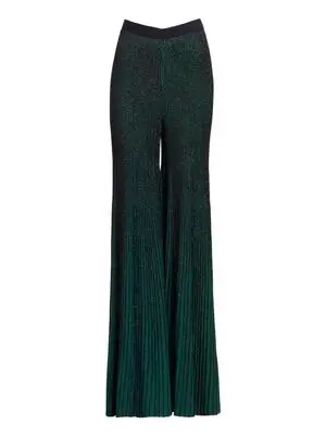 Elie Saab Metallic Flared Trousers - Green