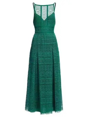 Elie Saab Macramé Midi Dress - Green