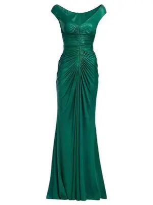 Elie Saab Off-the-shoulder Jersey Maxi Dress - Green