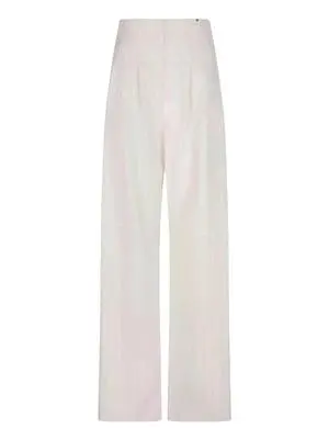 NISSA Striped High-waisted Trousers - White