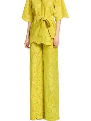 Elie Saab Embroidered Pants - Yellow