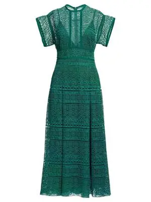 Elie Saab Macramé Midi Dress - Green