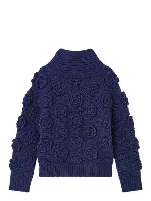 GANNI Crochet-detail Sweater - Blue