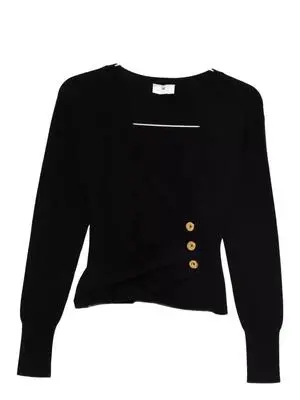 Elisabetta Franchi Buttoned Wrap Sweater - Black