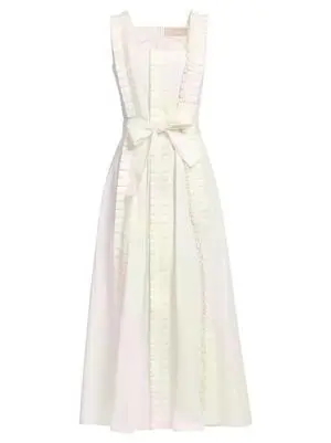 Elie Saab Pleated Ruffle Midi Dress - White