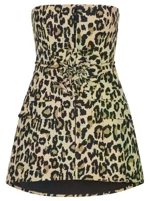 ROTATE BY BIRGER CHRISTENSEN Leopard-Print Rosette Mini Dress