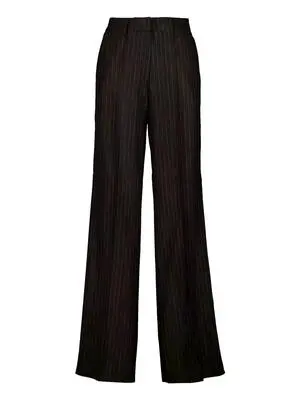 PAULA Pinstripe Side-stripe Trousers - Brown