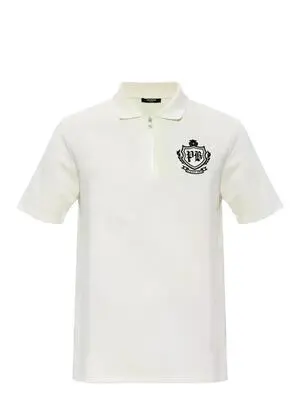 Balmain College Emblem Short-sleeve Polo Shirt - Neutrals