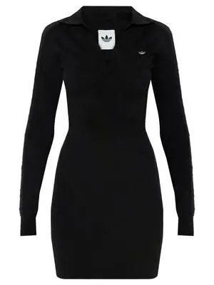 Adidas Long-sleeve Polo-collar Mini Dress - Black