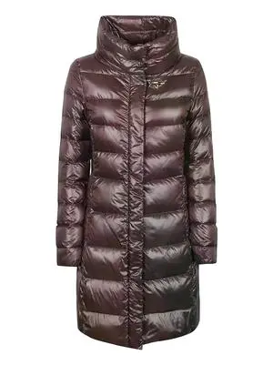 FAY High-neck Quilted Coat - Brown