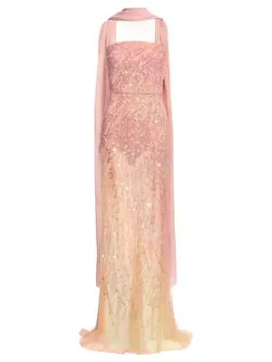 Elie Saab Bead-embroidered Strapless Maxi Dress - Pink