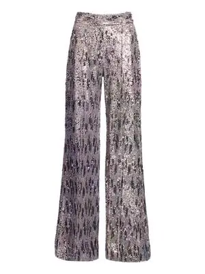 Elie Saab Sequin-embellished Wide Leg Pants - Silver
