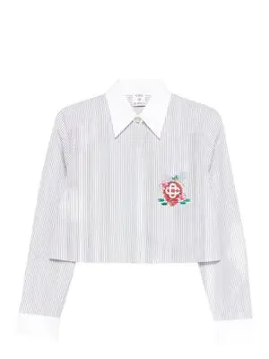 Casablanca Striped Embroidered Shirt - White