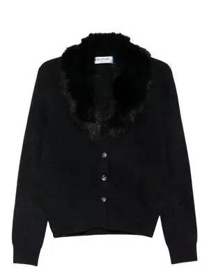 BLUGIRL Faux Fur-collar Wool Cardigan - Blue