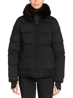 Moncler Arabba Shearling Trim Puffer Jacket - Black