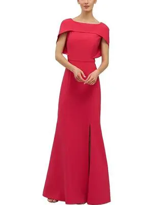KAY UNGER Tamara Capelet Gown - Lipstick