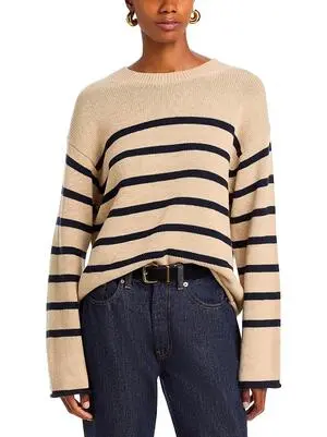Velvet By Graham & Spencer Lucia Striped Sweater - Oat/navy