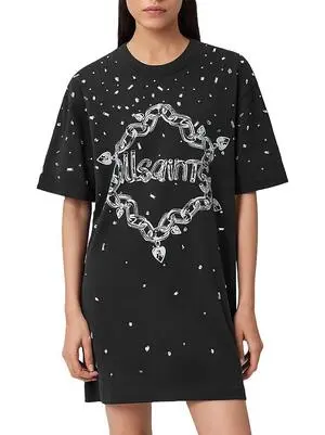 ALLSAINTS Drip Scatter T-shirt Dress - Washed Black