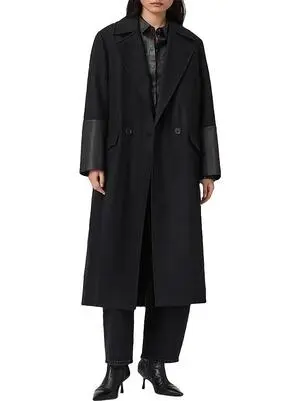 ALLSAINTS Sellma Lea Wool-blend Coat - Black