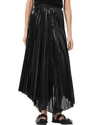 ALLSAINTS Jax Midi Skirt - Metallic Black
