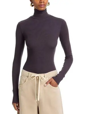 PERFECTWHITETEE Luxe Rib Turtleneck Tee - Cocoa