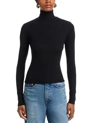 PERFECTWHITETEE Luxe Rib Turtleneck Tee - True Black