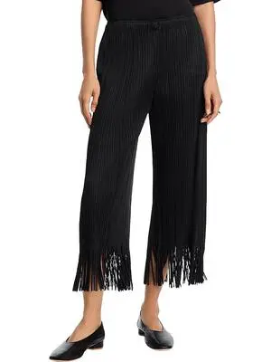 Issey Miyake Fringe Trim Wave Pants - Black