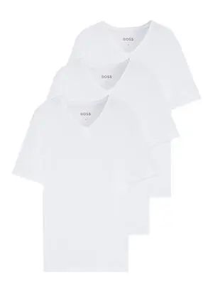 BOSS V Neck Tees, Pack Of 3 - White