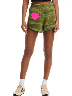 Aviator Nation Heart Graphic Shorts - Camo/pink