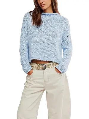 Free People Opal Cropped Sweater - Cashmere Blue