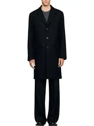 Sandro Wool Blend Coat - Black