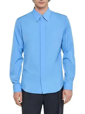 Sandro Hidden Placket Formal Shirt - Blue Office